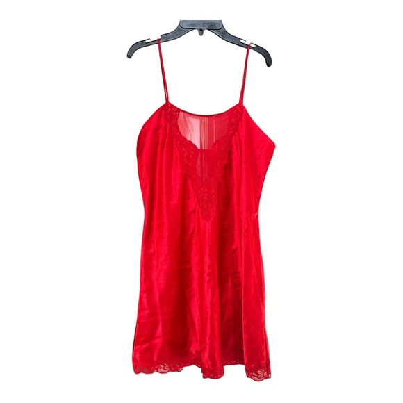 delicates | Dresses | Vintage Delicates Red Sexy Lace Satin Slip Dress ...